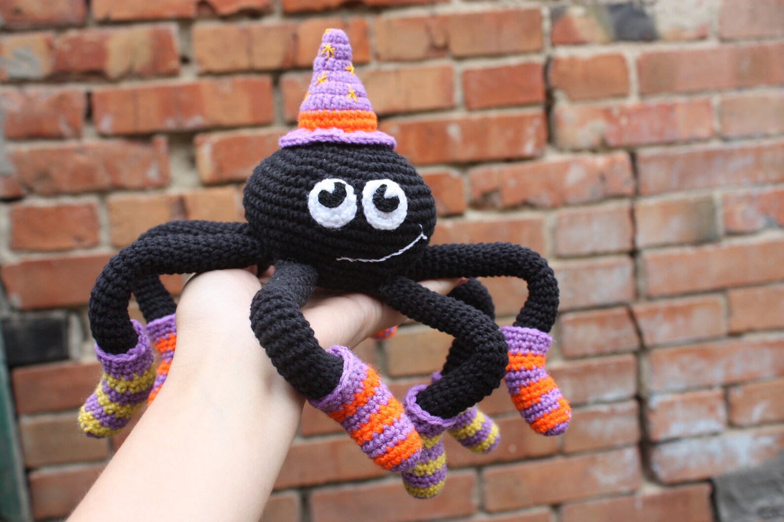 Crochet Black Spider Spider in Hat Funny Spider Spider in | Etsy