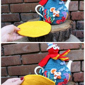 Nautical Tea Cover, Crochet Tea Cozy, Red Octopus, Seaside Tea Warmer ...