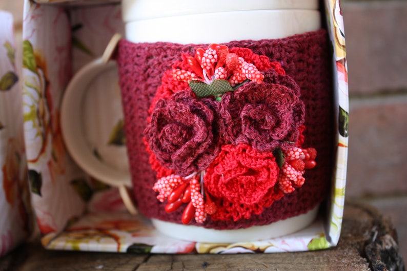 Mug in Box, Crochet Mug Cosy With Porcelain Mug, Small Gift Box, Mug ...