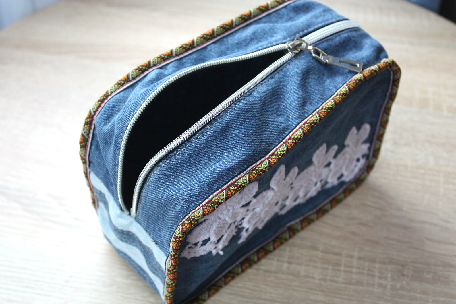 Denim cosmetic bag for travel Makeup Bag or Pencil Case | Etsy