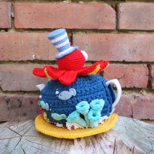Nautical Tea Cover for Small Teapot, Crochet Tea Cozy, Red Octopus ...