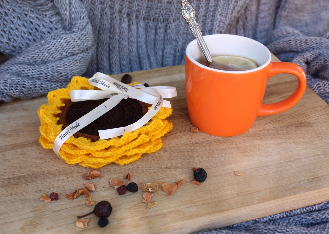 Sunflower Set Coasters Set of 4 Piece Drink Coasters | Etsy