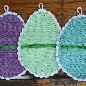 Crochet Pot Holders, Easter Present, Eggs Pot Holders, Set of 3, Wall ...