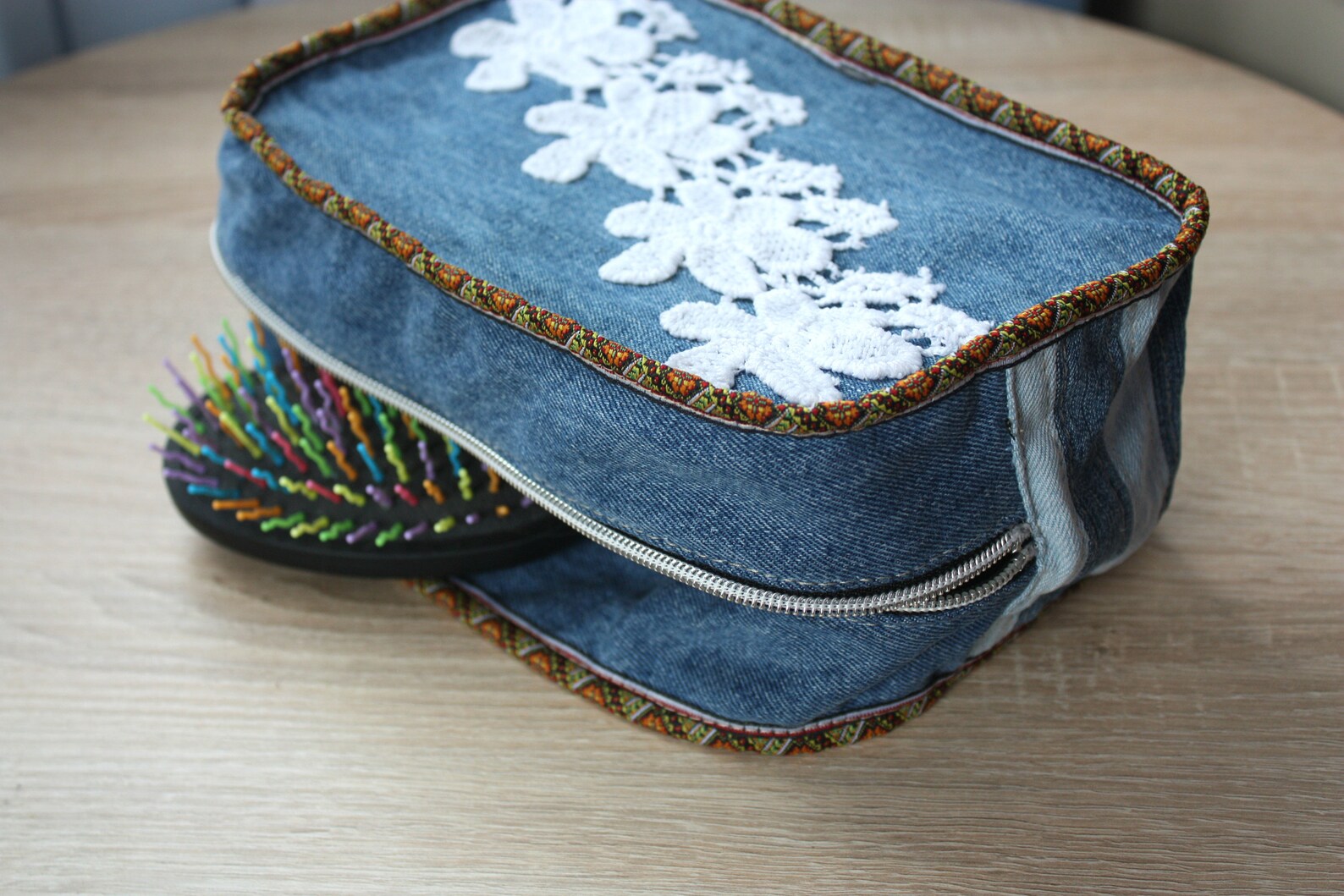 Denim Cosmetic Bag for Travel, Makeup Bag or Pencil Case, Zipper Pouch ...