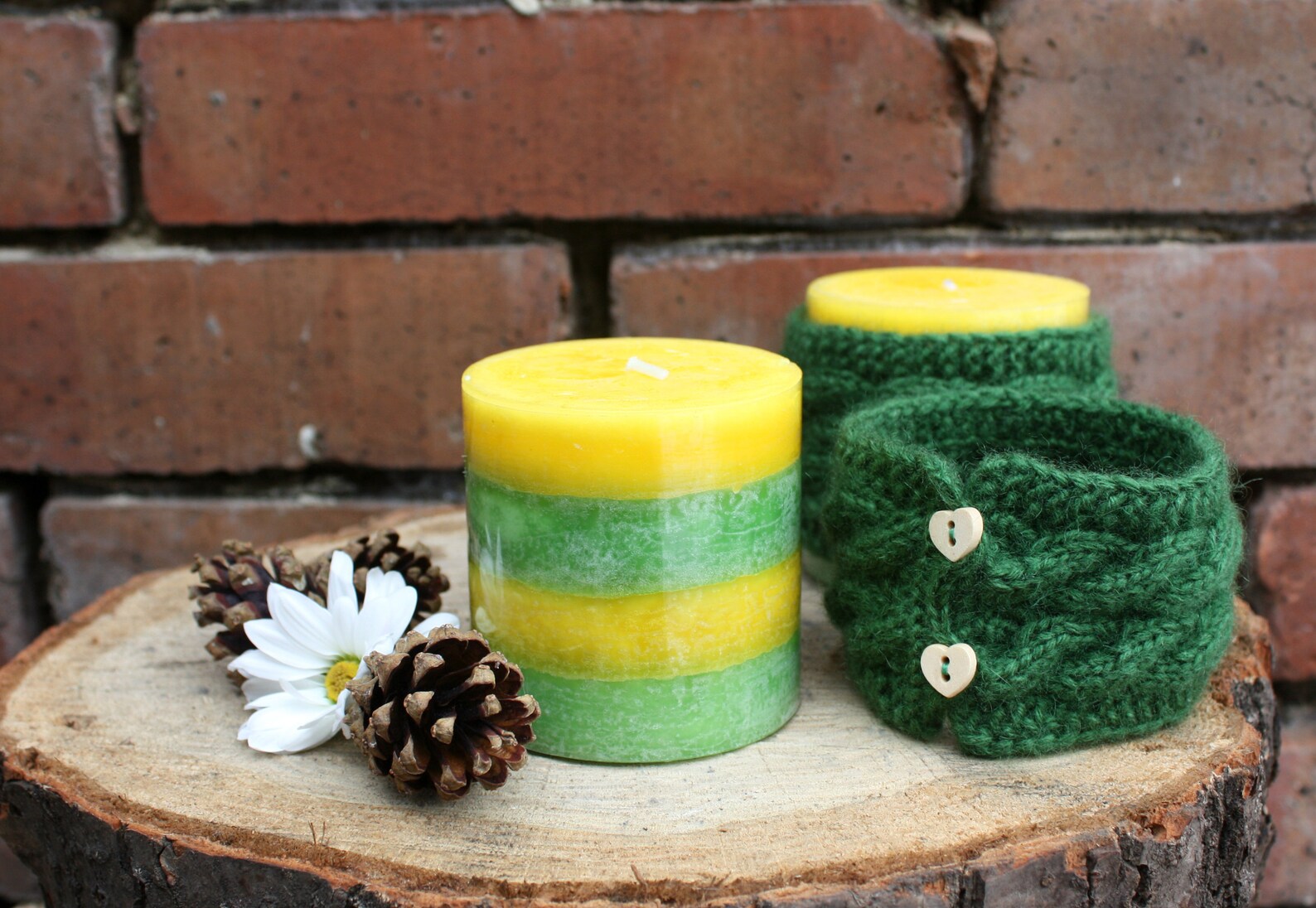 Knit Candle Cozy With Candle Knitted Candle Holder Green - Etsy