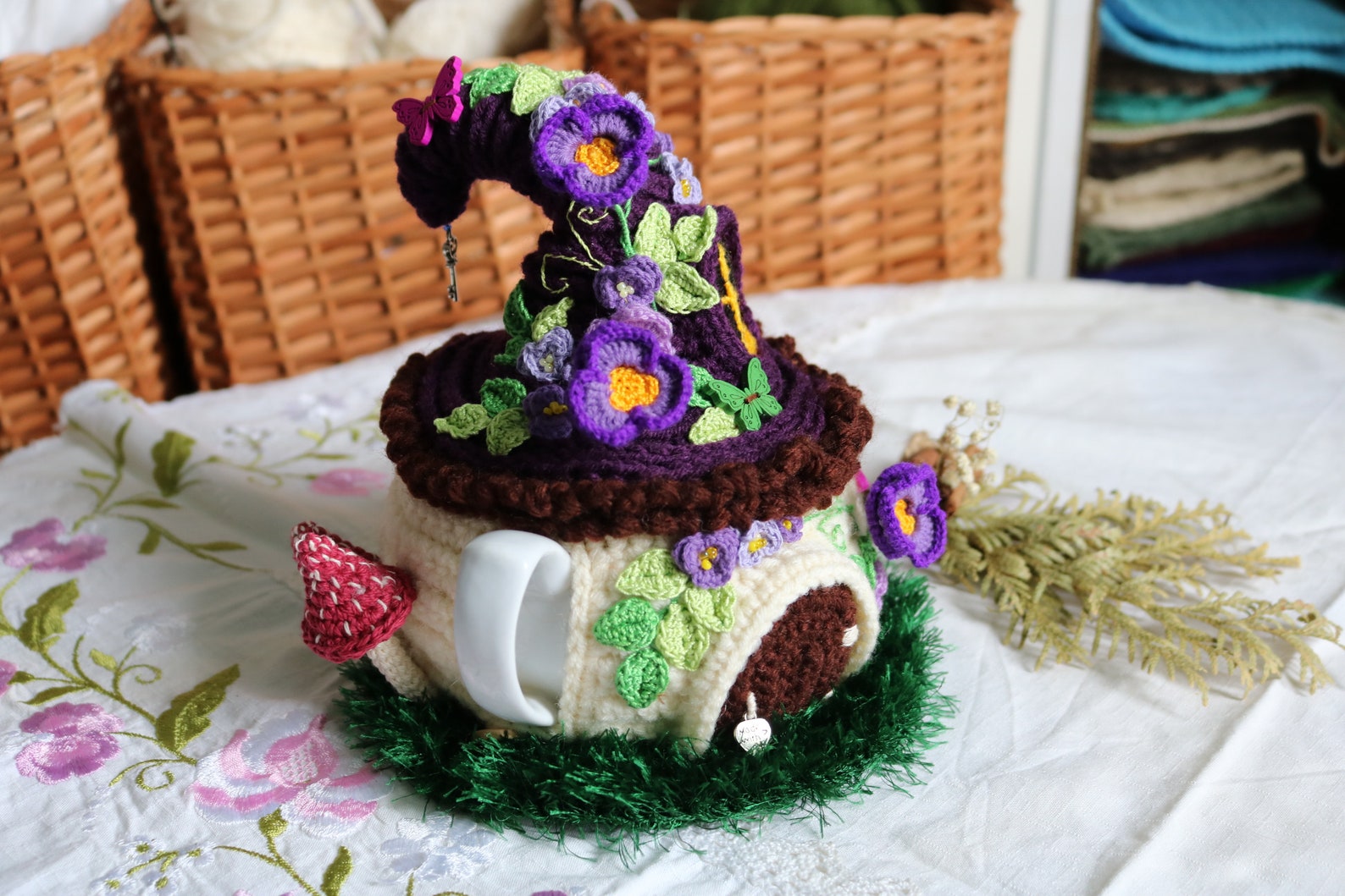 Fairy-tale House Tea Cozy With Flowers Fairy House Teapot - Etsy
