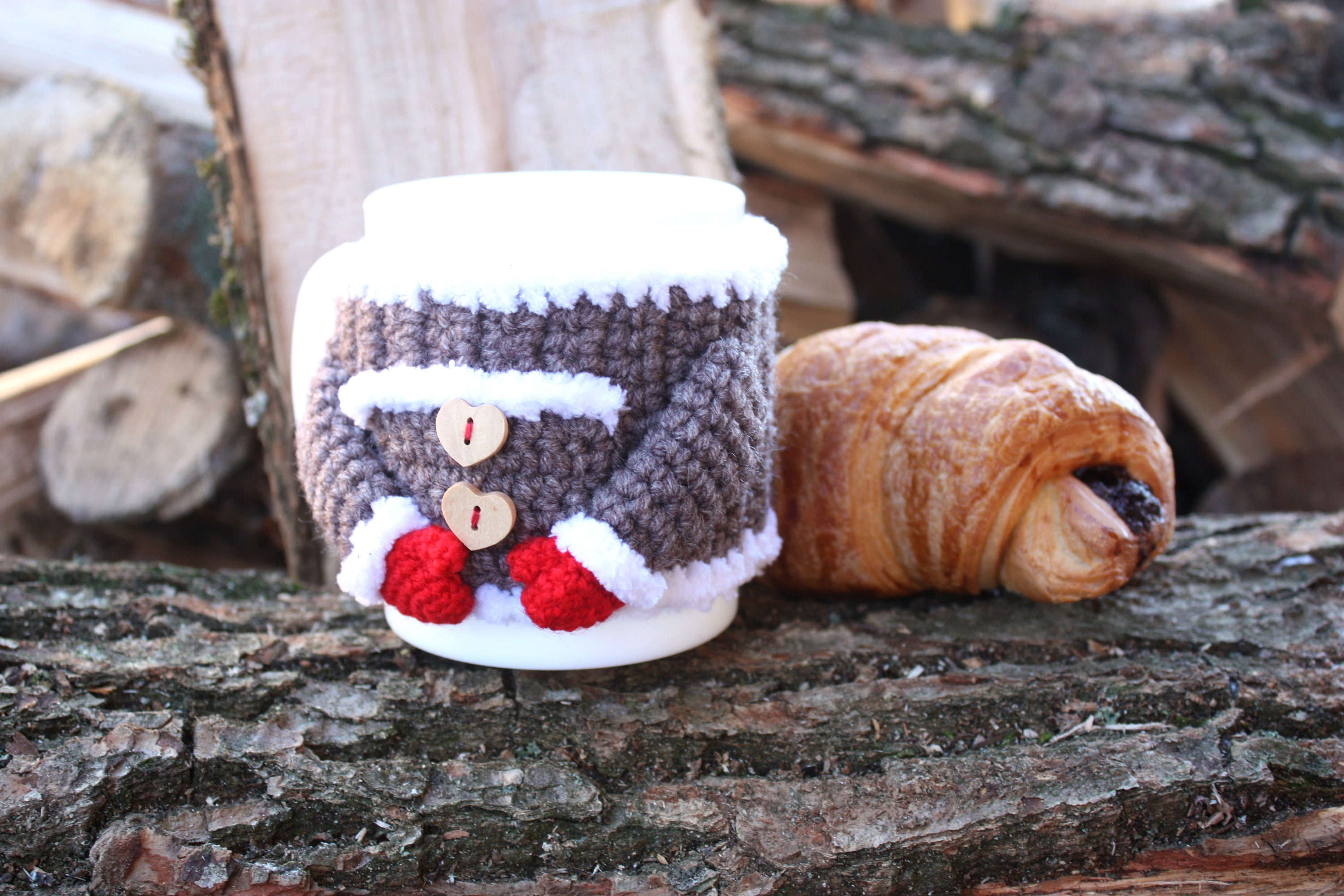 Gray Mug Cozy Crochet Mug Cover Mug Cosy With Pocket Pocket - Etsy