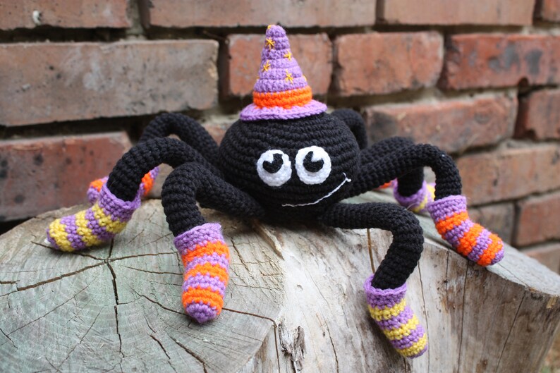 Crochet Black Spider Spider in Hat Funny Spider Spider in | Etsy