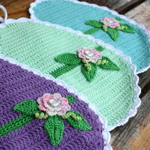 Crochet Pot Holders, Easter Present, Eggs Pot Holders, Set of 3, Wall ...