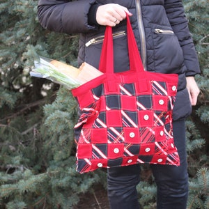 Recycled Red Bag, Upcycled Handbag, Patch Bag, Bag, Bright Bag, Top ...