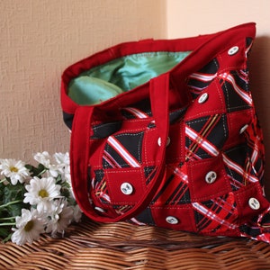 Recycled Red Bag, Upcycled Handbag, Patch Bag, Bag, Bright Bag, Top ...