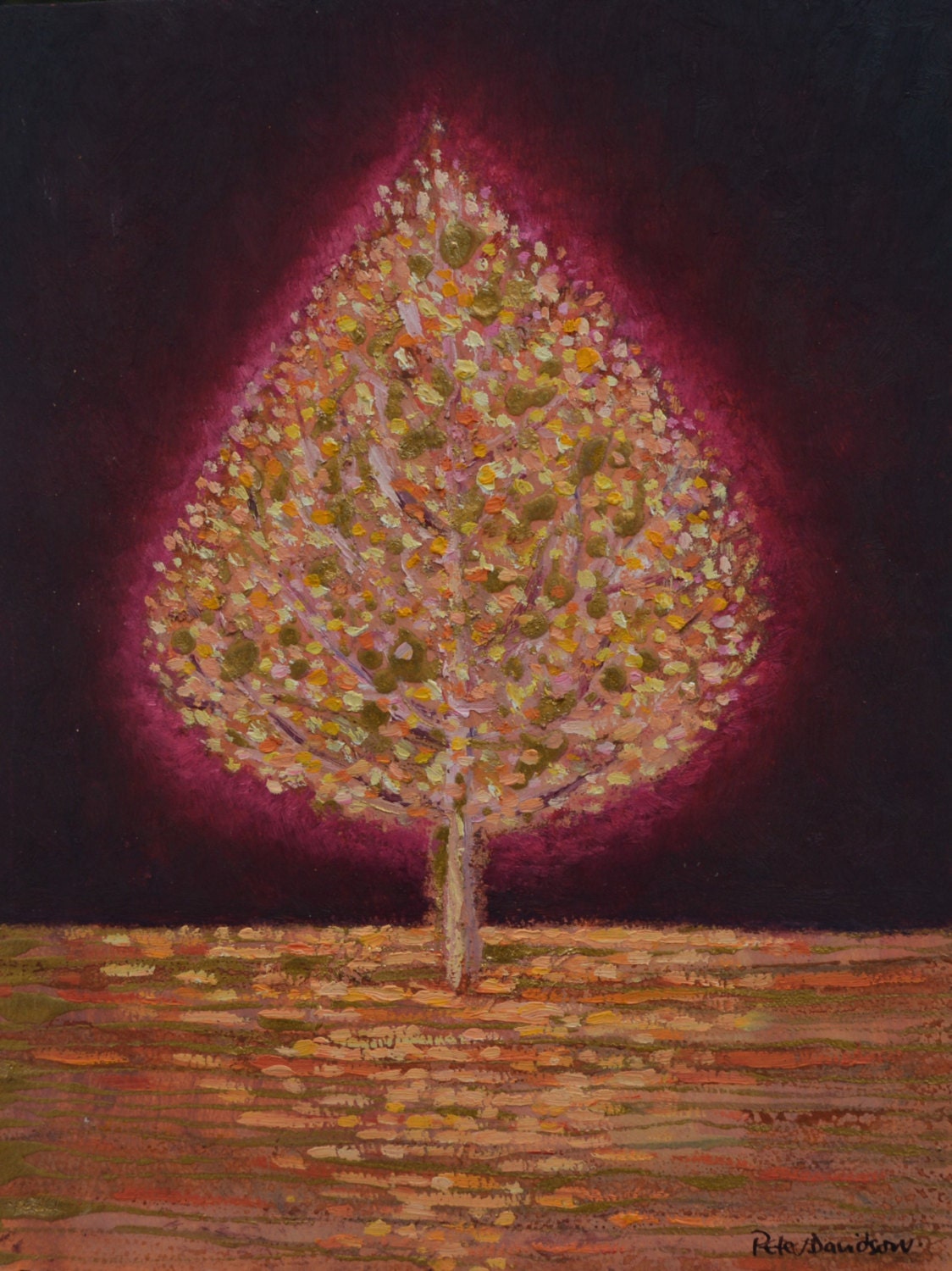 Abstract Painting Golden Winter Tree - Etsy