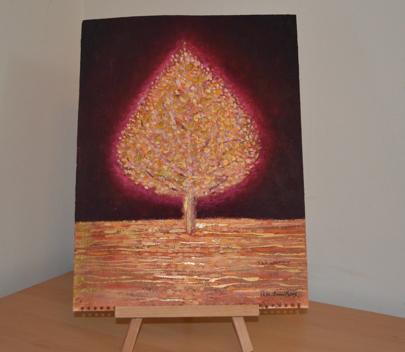 Abstract Painting Golden Winter Tree - Etsy