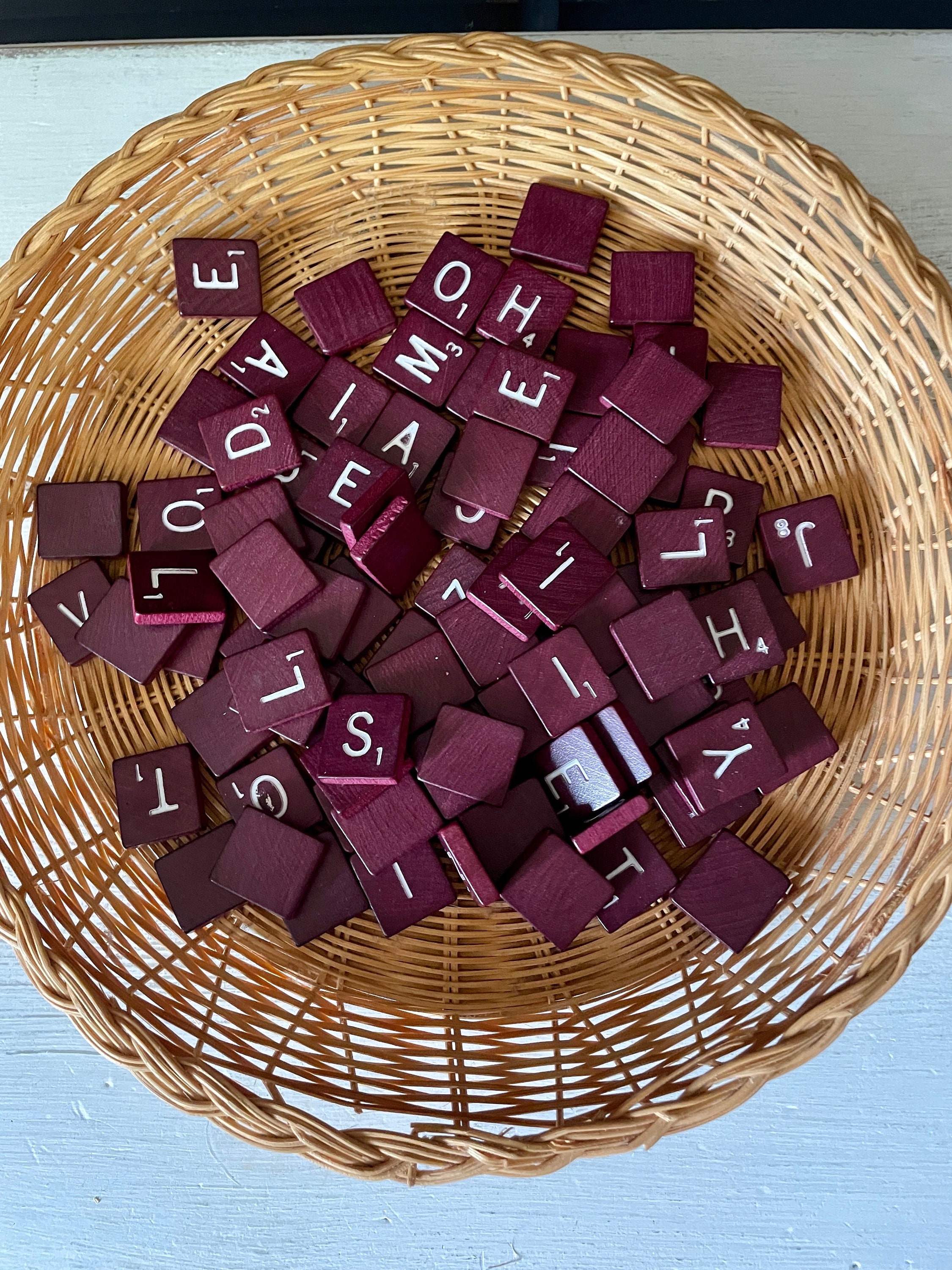 Burgundy Scrabble Tiles From Authentic 1977 Deluxe Scrabble Games ...