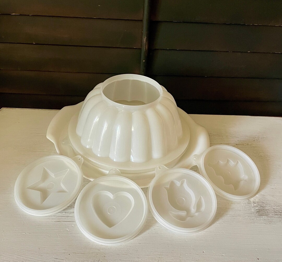 Tupperware Jel-n-serve Jello Mold With Four Designs-vintage 7 Piece Set ...