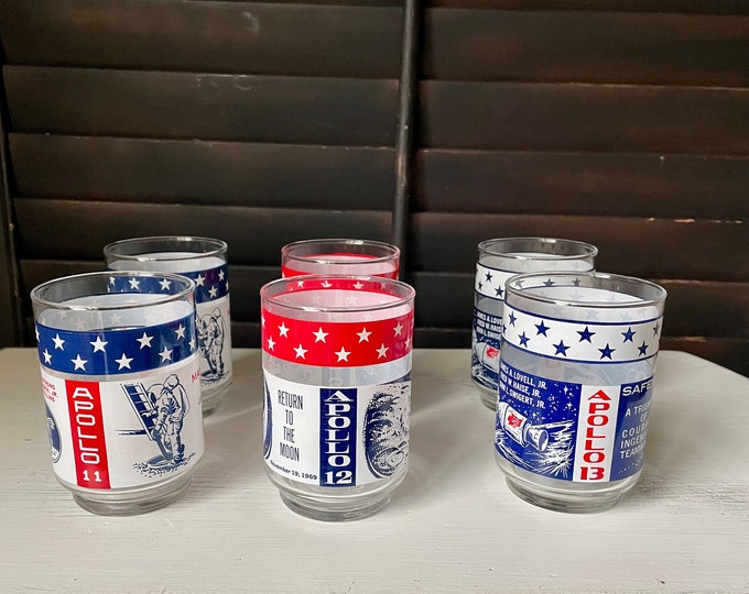 Libbey NASA Apollo Glasses-choose From Apollo 11, 12 or Apollo 13 ...