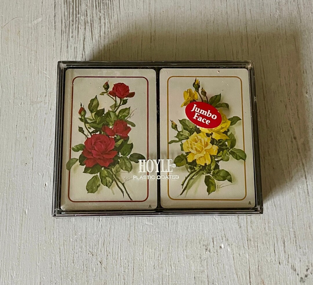 Hoyle Jumbo Face Vintage Double Deck of Cards-yellow and Red Roses ...