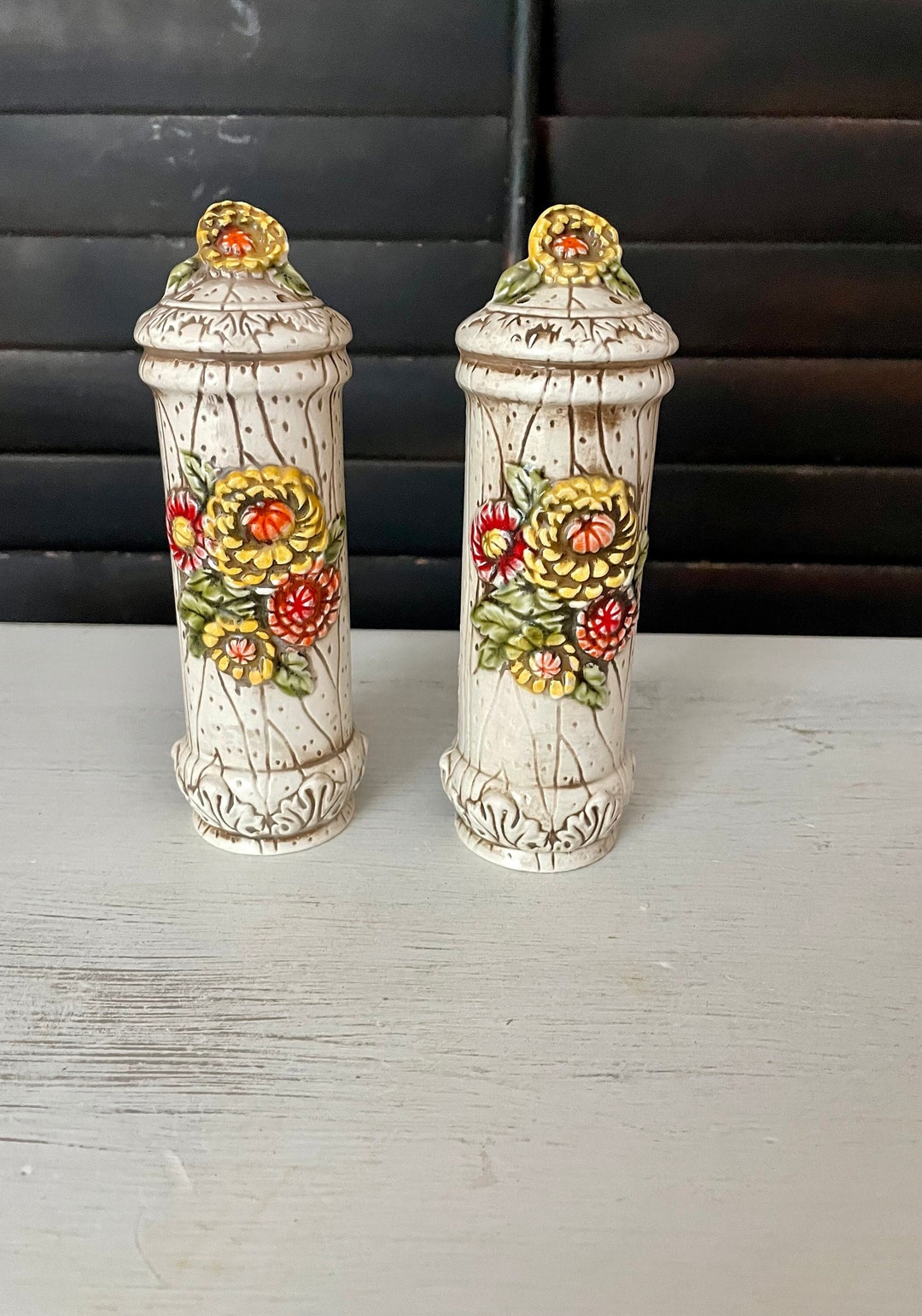 Lefton Floral Salt and Pepper Shakers-retro Japanese Ceramic Shakers ...