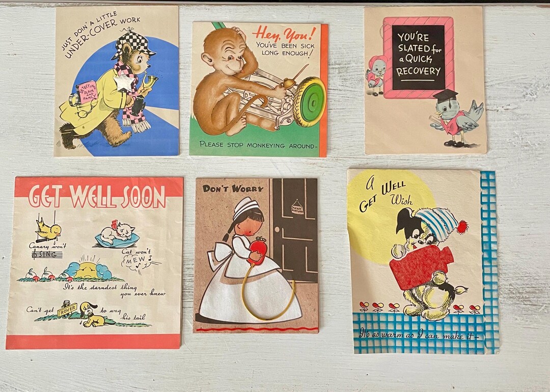 1930s Get Well Cards-vintage Convalescent Cards-set of 6-not ...
