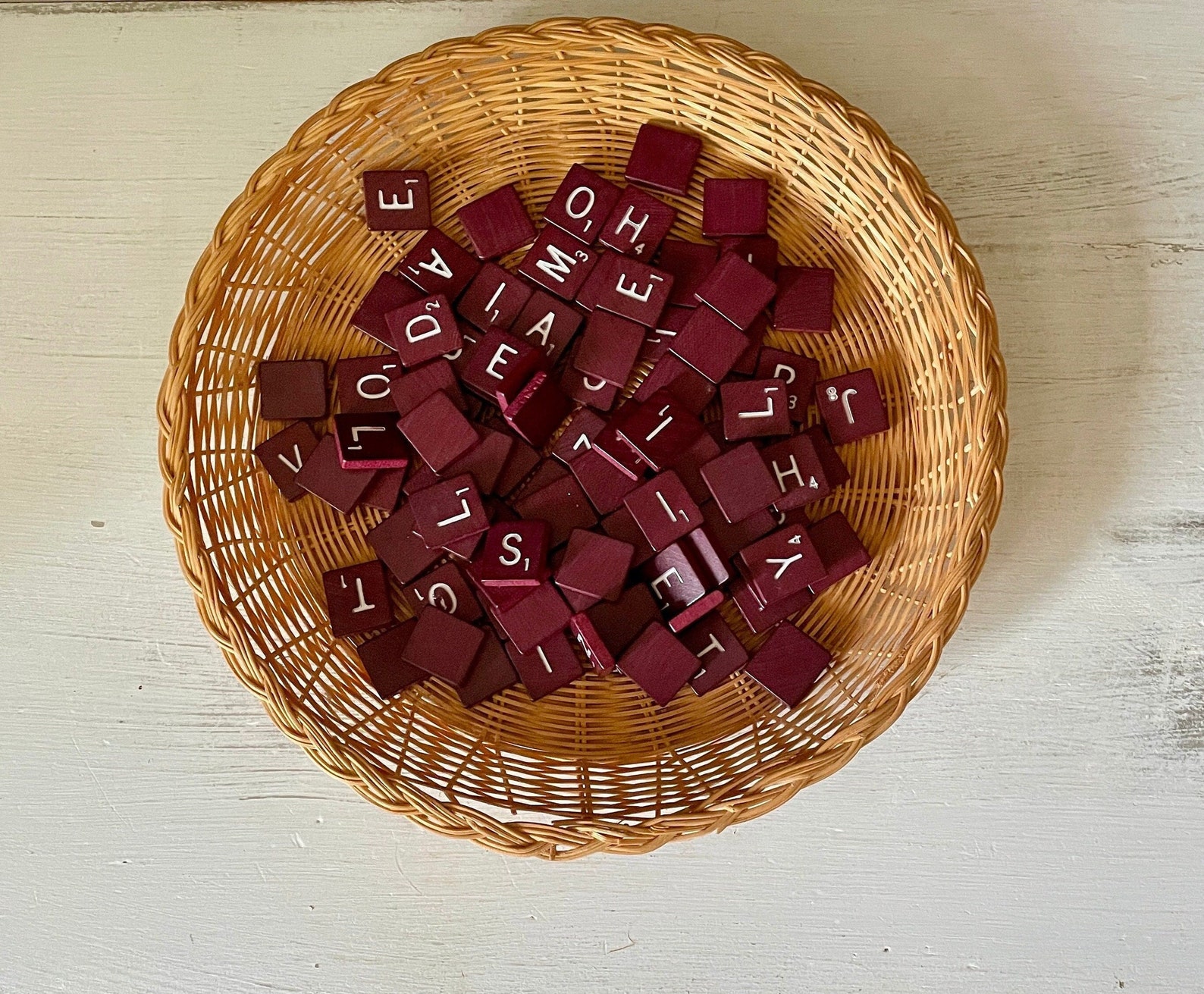 Burgundy Scrabble Tiles From Authentic 1977 Deluxe Scrabble Games ...