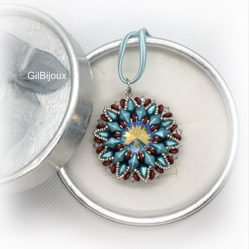 Tutorial and Pattern Pendant With Swarovski Crystals - Etsy Israel