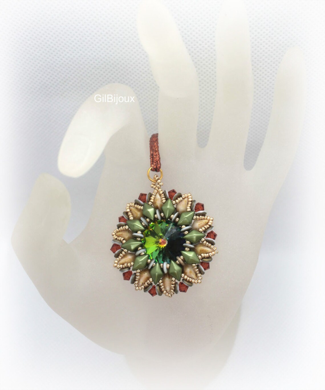 Tutorial and Pattern Pendant With Swarovski Crystals - Etsy Israel
