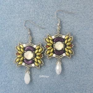 DIY Beaded Earrings Tutorial, Pattern PDF With Swarovski Chaton ...