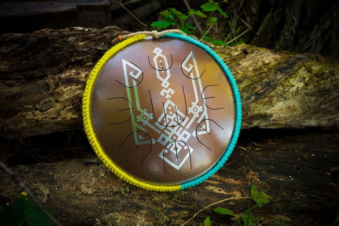 Patriotic Ukrainian Steel Tongue GUDA Drum, Tryzub Engraving, Mini ...