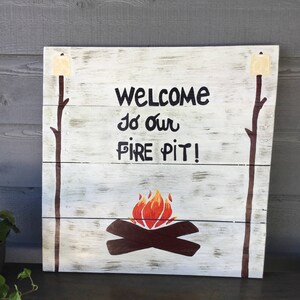 Welcome to Our Fire Pit Hand Painted Wall Decor - Etsy