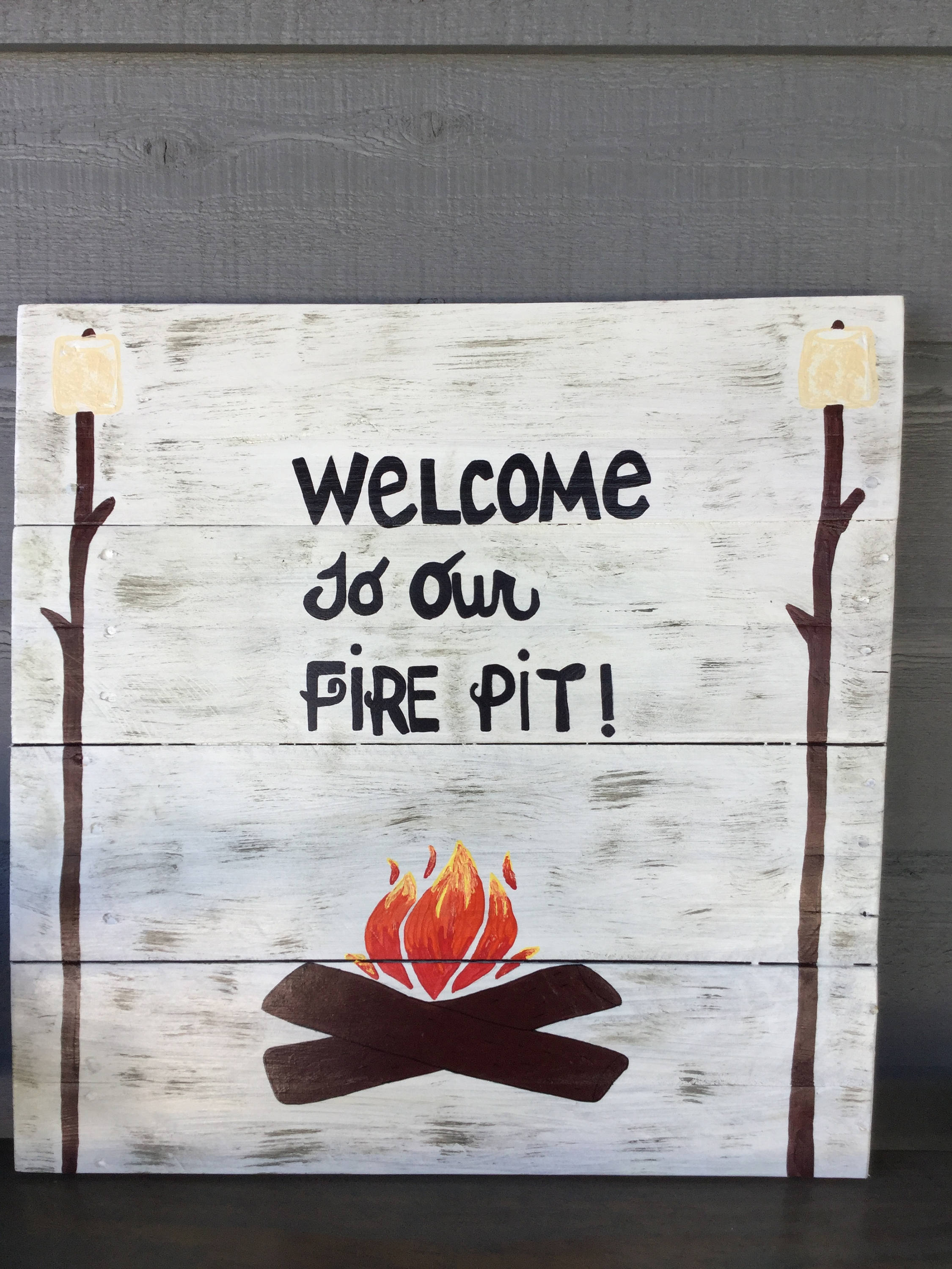 Welcome to Our Fire Pit Hand Painted Wall Decor - Etsy