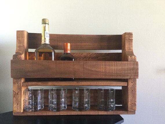 Hand Made Reclaimed Wood Whiskey Rack | Etsy