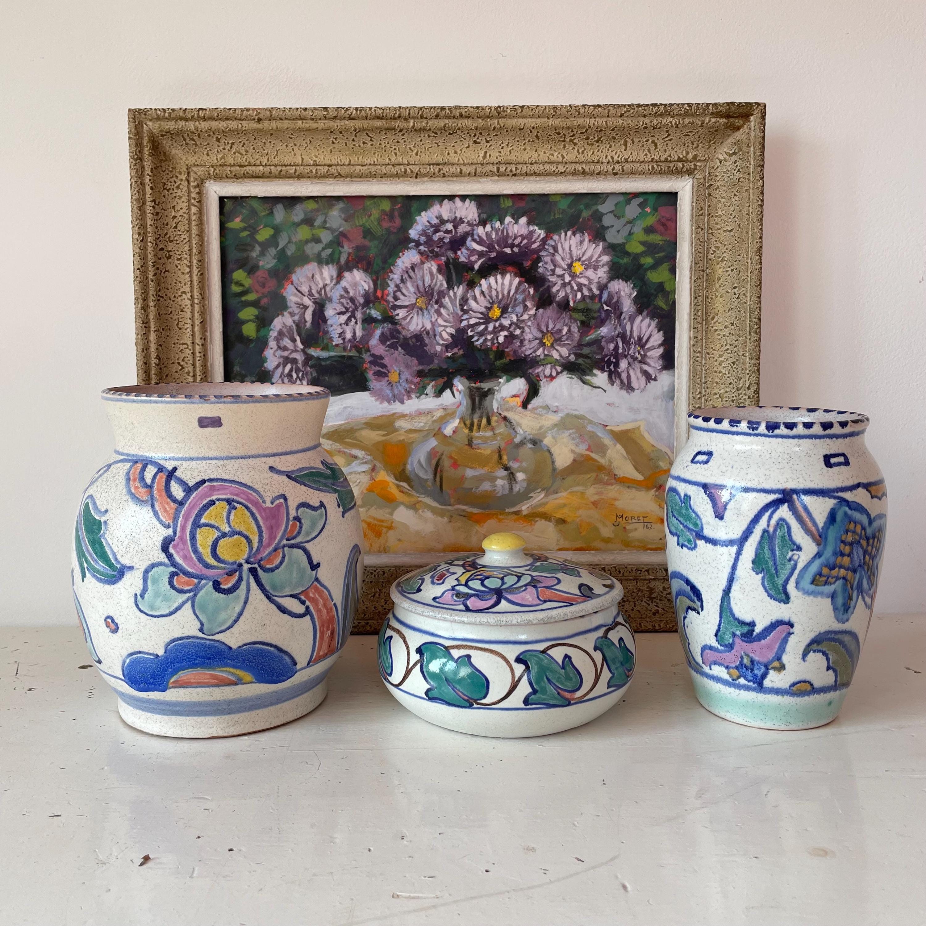 Vintage Honiton Pottery Vase, Art Deco, Hand Painted. - Etsy UK