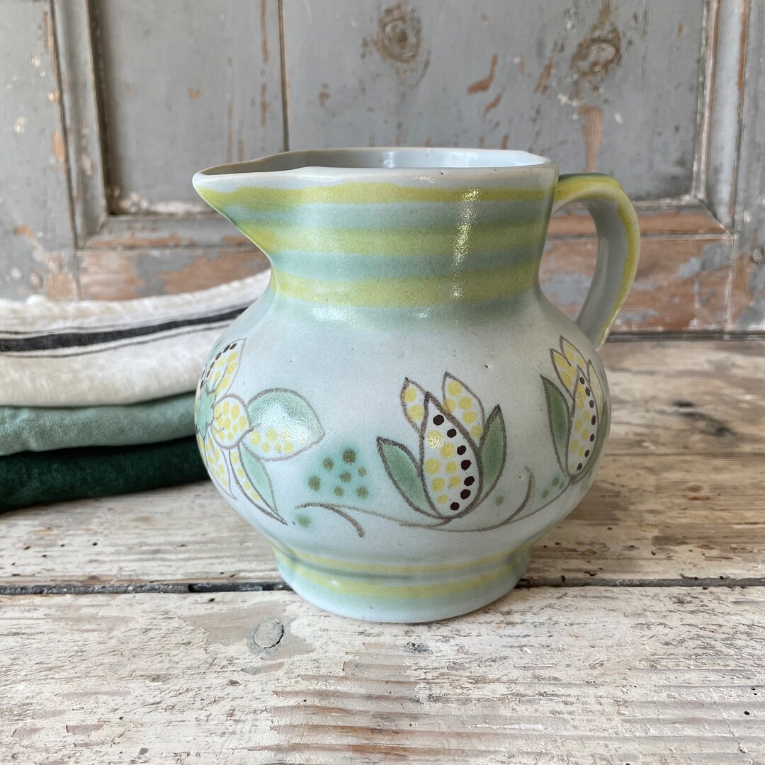 BUCHAN POTTERY JUG, Vintage Stoneware, Yellow and Green. - Etsy