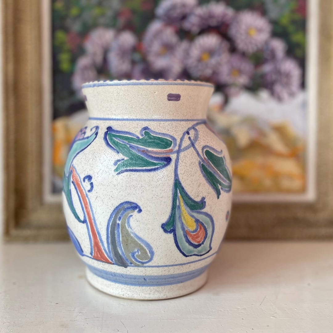 HONITON POTTERY VASE, Jacobean Pattern, Vintage and Hand Painted - Etsy UK