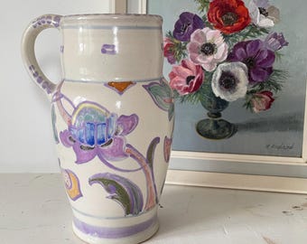 VINTAGE HONITON POTTERY Jug, Shape 33, Jacobean Pattern, Hand Painted ...