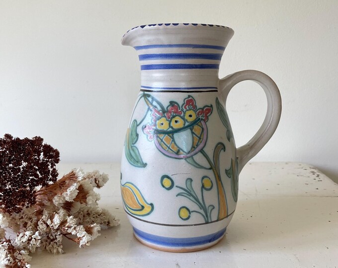 VINTAGE HONITON POTTERY Jug, Shape 33, Jacobean Pattern, Hand Painted ...