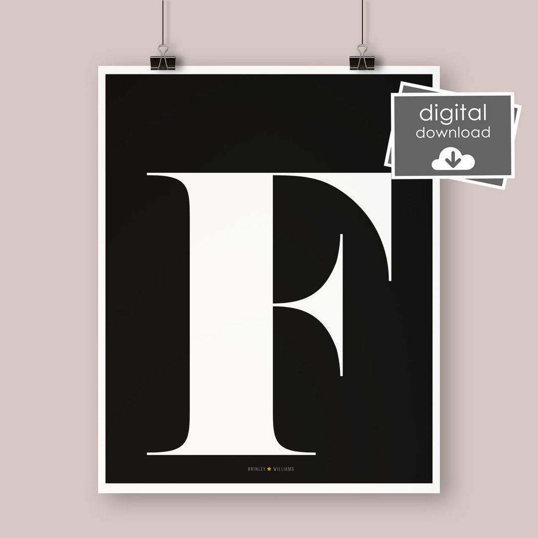 Letter F Print Digital Wall Art Alphabet Typgraphy Black - Etsy