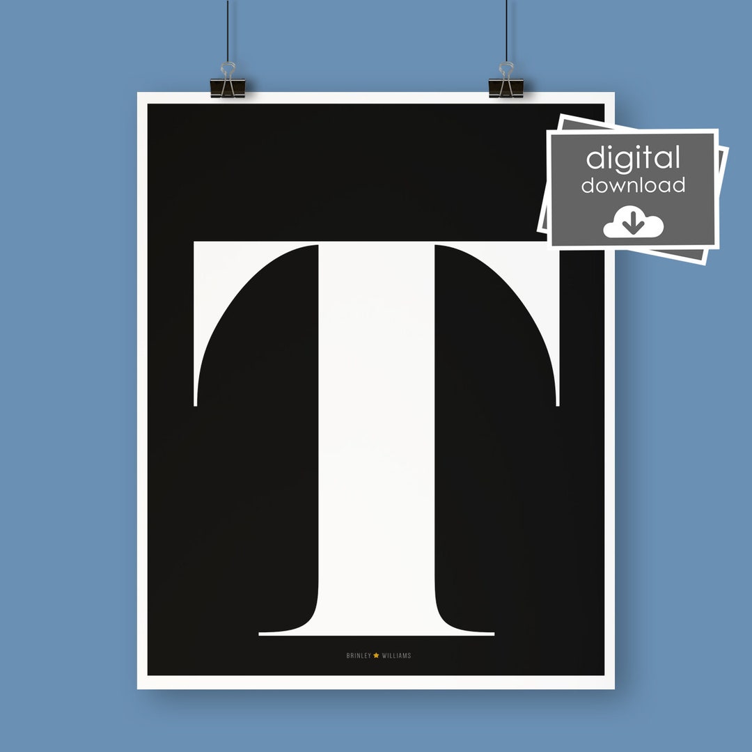 Letter T Print Digital Wall Art Alphabet Typgraphy Black - Etsy
