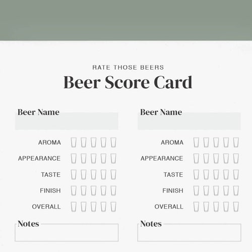 Printable Beer Tasting Score Cards Beer Tasting Party 5x7 - Etsy