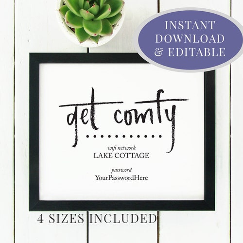 Wifi Password Printable Guest Room Sign Guest Wifi Get - Etsy