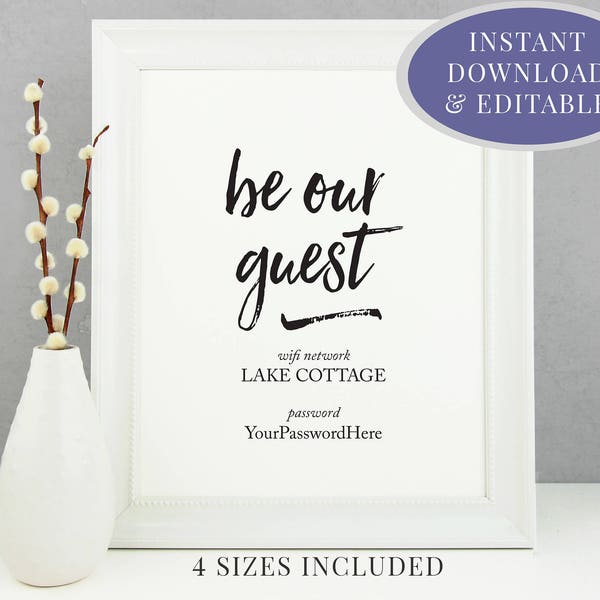 Wifi Password Printable Guest Room Sign Guest Wifi Get Comfy Editable ...
