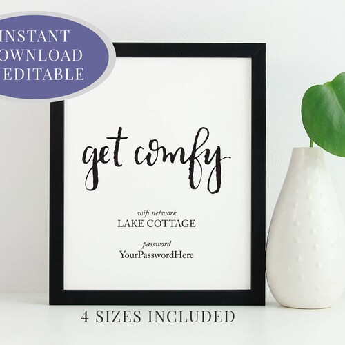 Wifi Password Printable Guest Room Sign Guest Wifi Get - Etsy