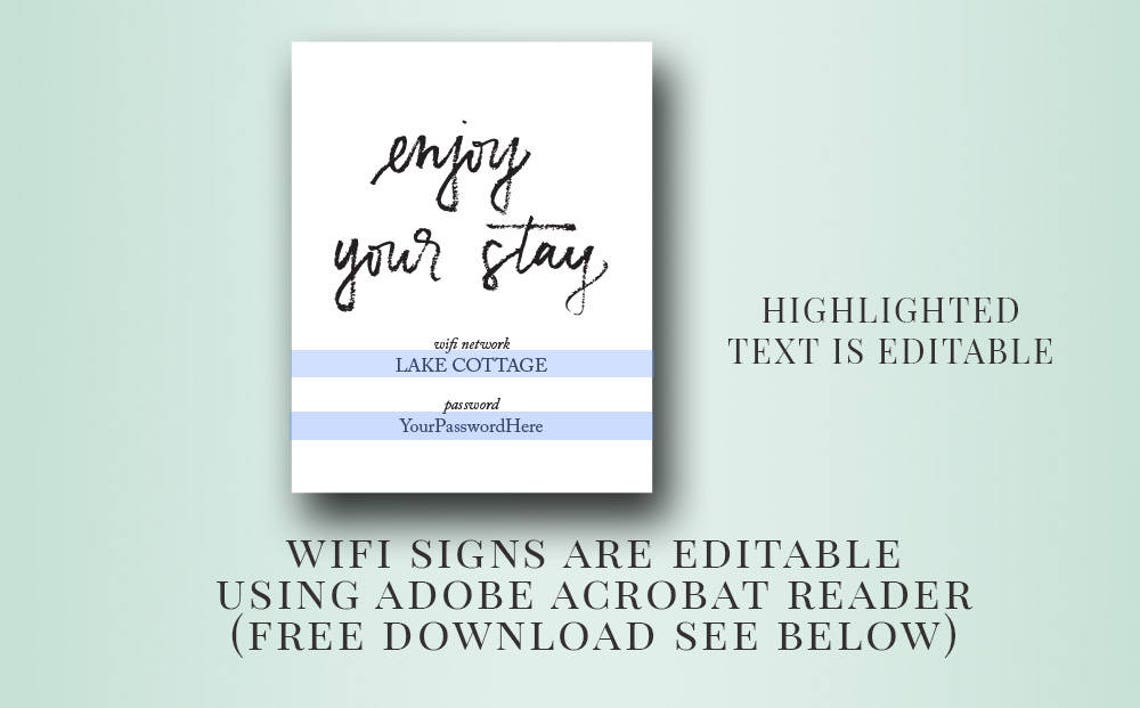 Guest Room Sign Wifi Password Printable Guest Wifi Enjoy - Etsy Canada