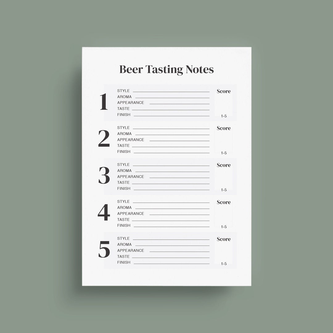 Printable Beer Tasting Score Cards Beer Tasting Party Tasting Notes 5x7 ...