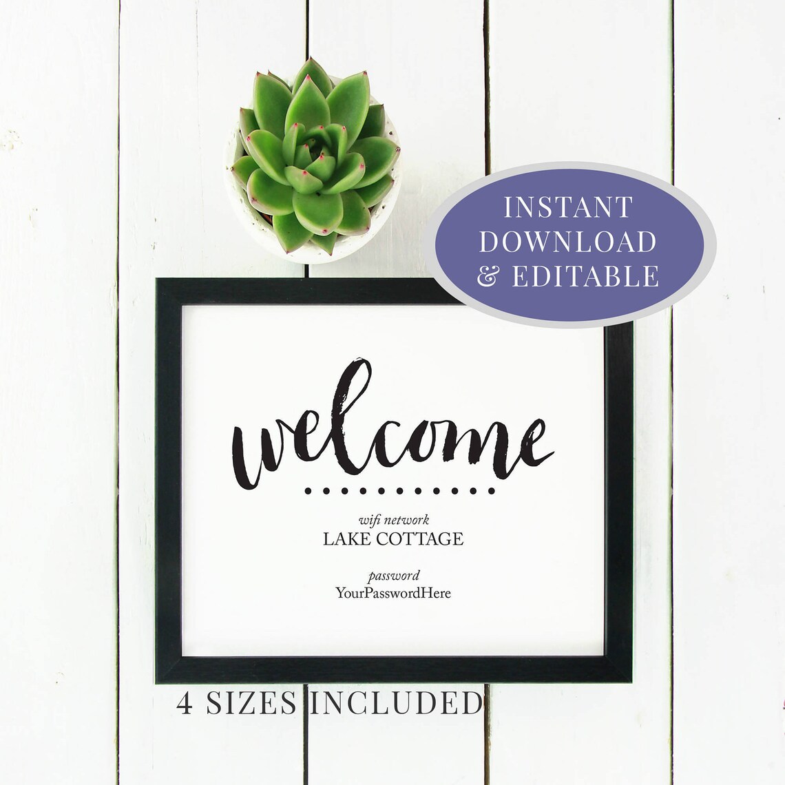 Wifi Password Printable Sign Guest Room Sign Welcome Editable Customize ...