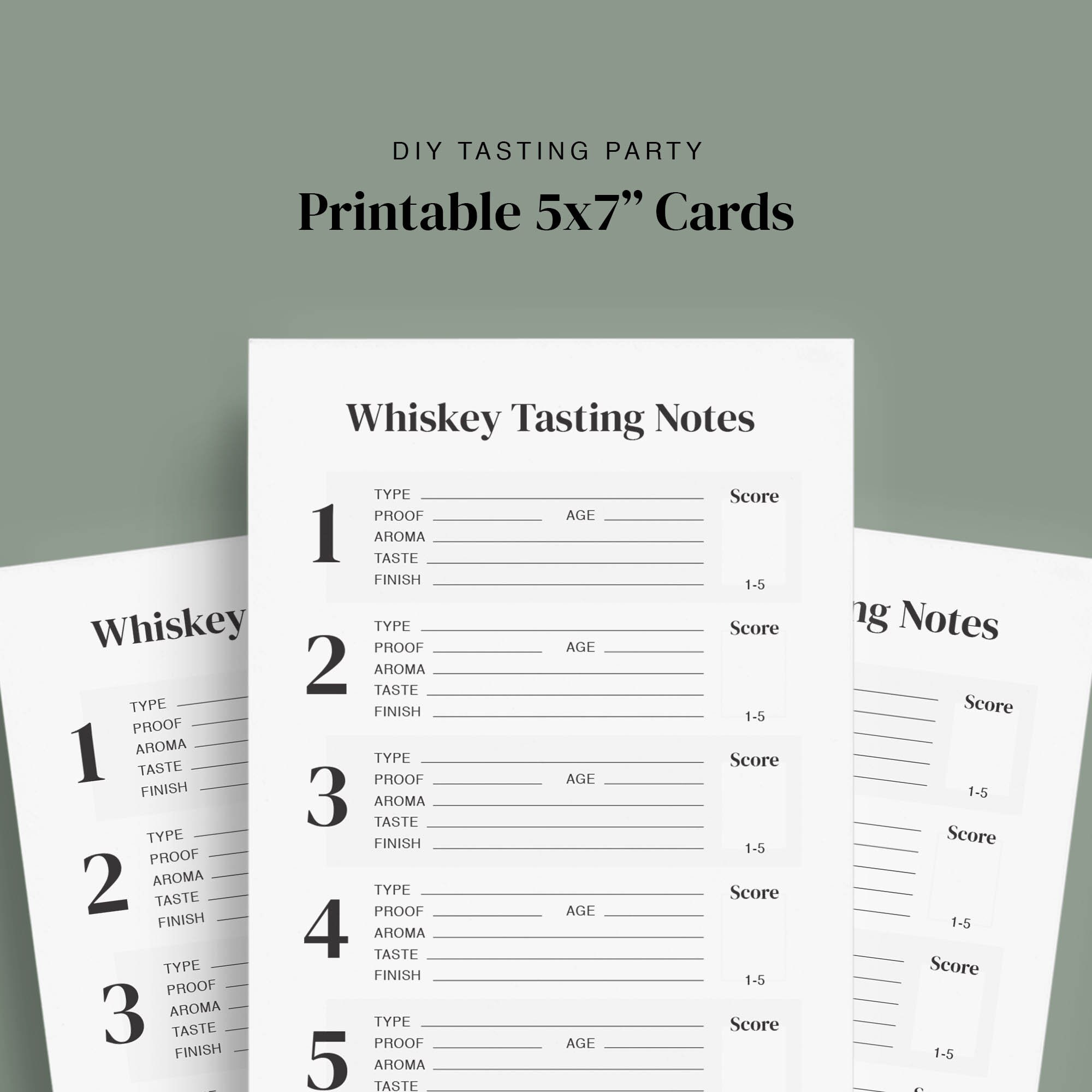 Printable Whiskey Tasting Score Cards Whiskey Tasting Party Tasting ...