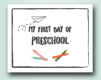 Printable Back to School Sign / First Day of Preschool / - Etsy
