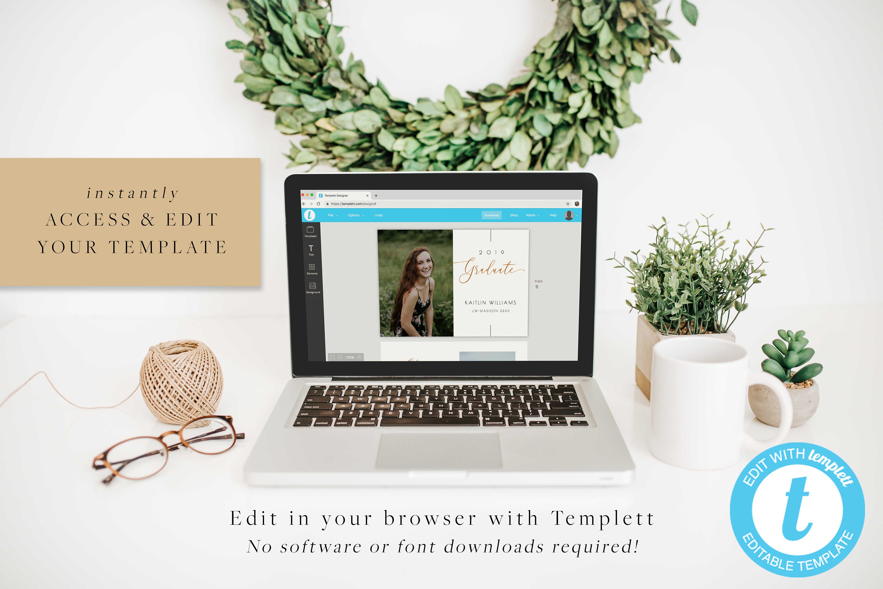 Editable 2019 Graduation Photo Card Instant Download 2019 - Etsy