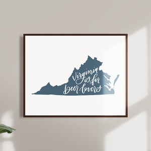 Printable Virginia is for Beer Lovers Print Virginia State Print ...