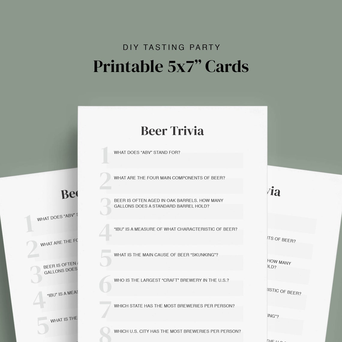Printable Beer Trivia Game Cards Beer Tasting Party 5x7 - Etsy Canada
